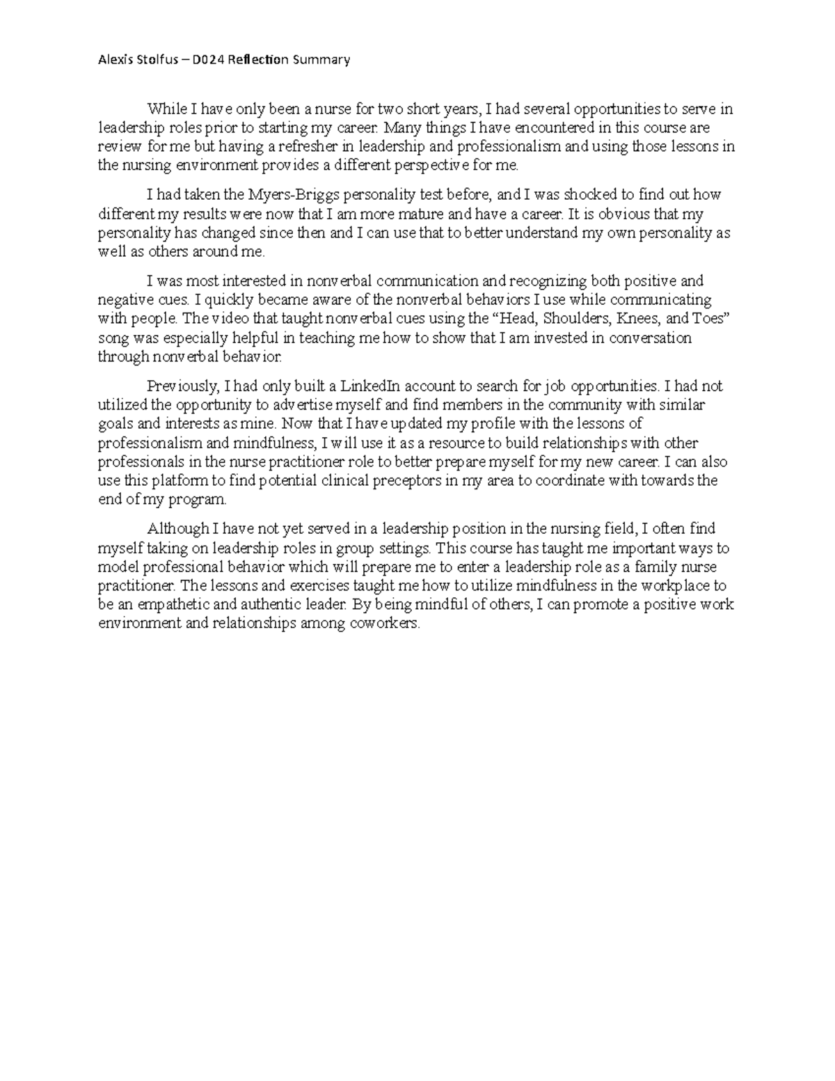 D024 Reflection Summary - Alexis Stolfus – D024 Reflection Summary ...