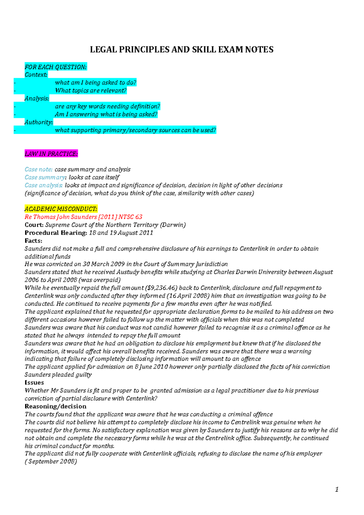 Legal Principles AND Skill EXAM Notes - LEGAL PRINCIPLES AND SKILL EXAM ...