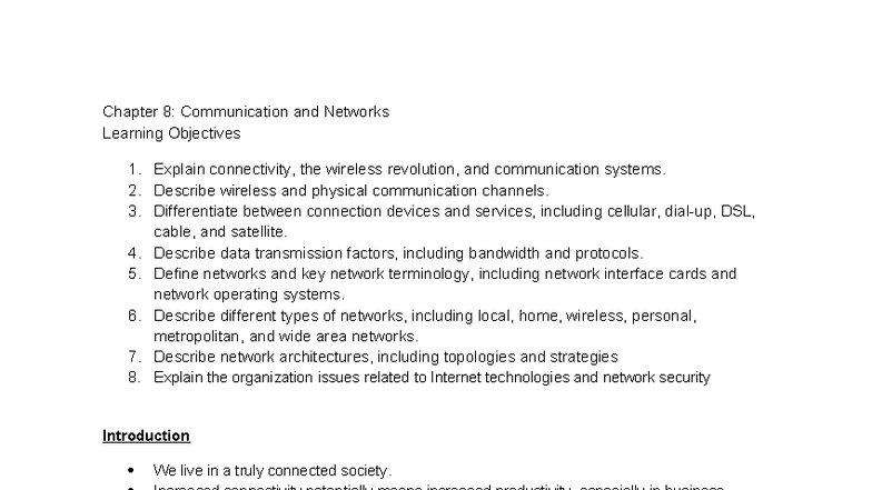 Chapter 8: Communication and Networks Overview for IT Systems - Studocu