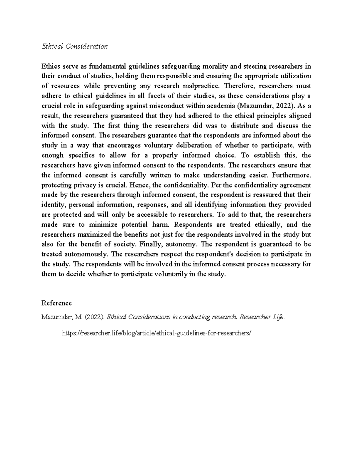 Ethical Considerations in Research Conduct and Guidelines - Studocu