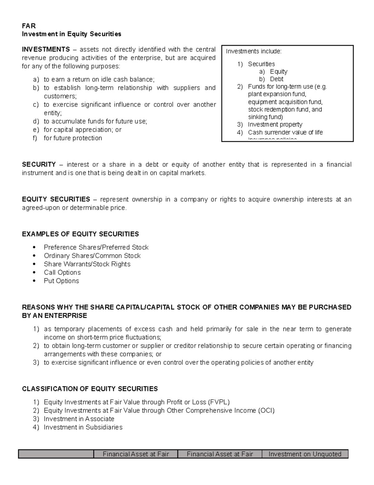 FAR 101: Investment in Equity Securities - An Overview and Analysis ...
