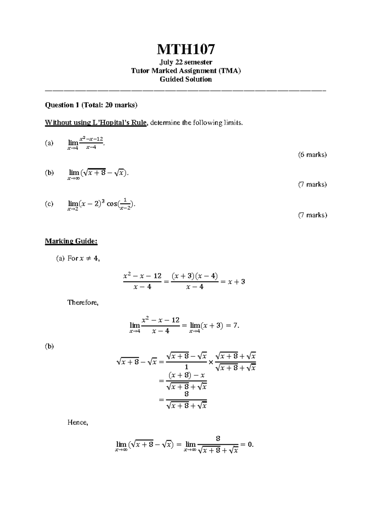 MTH107 TMA01 July 22 Guided Solution - MTH July 22 semester Tutor ...