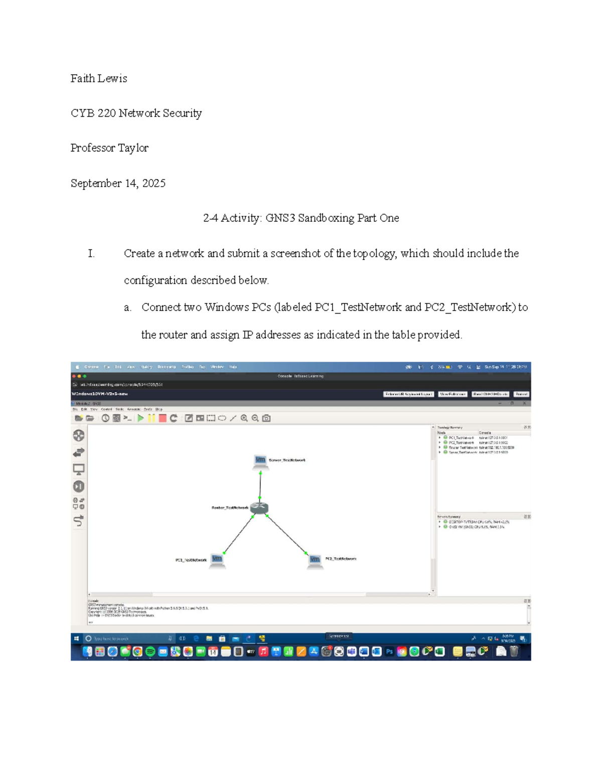 CYB 220 Module Two Activity: GNS3 Sandboxing Network Setup - Studocu