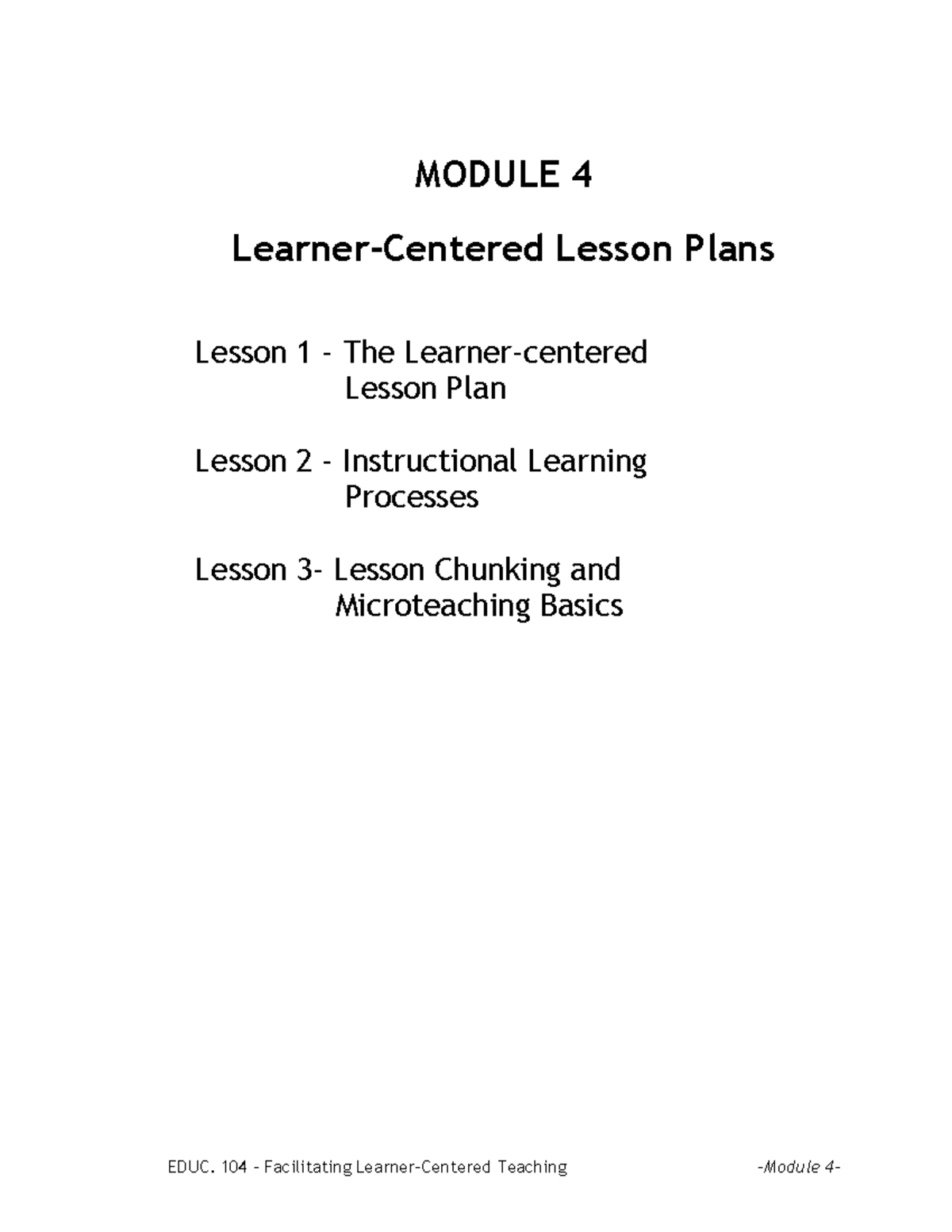 Module 4: Facilitating Learner-Centered Teaching Strategies - Studocu