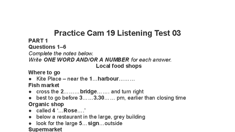 Practice Cam 19 Listening Test 03: Listening & Science Questions - Studocu