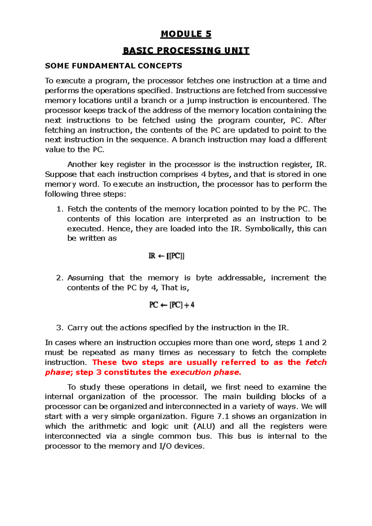 DDCO Module 5: Fundamental Concepts of Basic Processing Unit - Studocu
