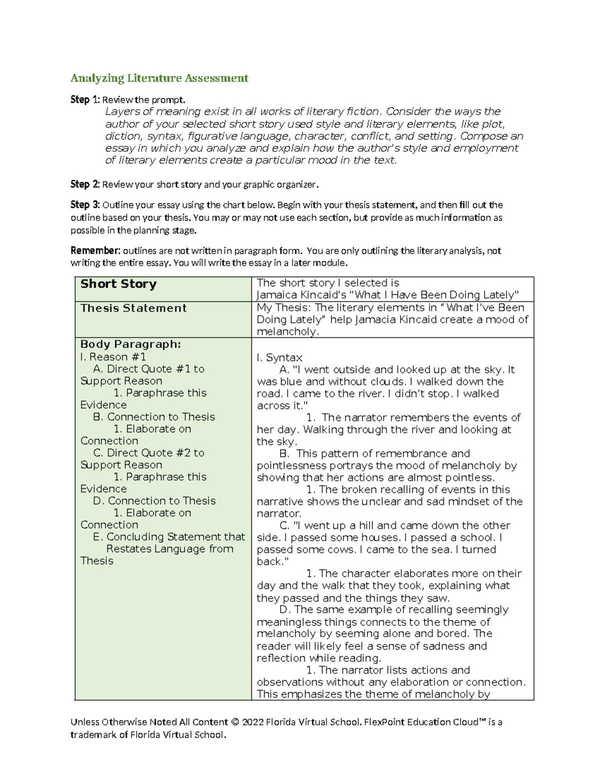 Analyzing Literary Elements in "What I Have Been Doing Lately ...