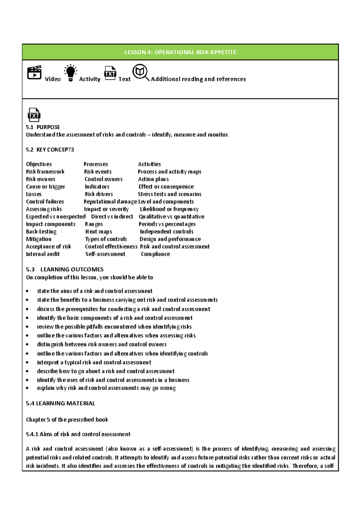 Rsk4801 B0 Ls05 005 Mo Operational Risk Appetite Lesson Study Guide