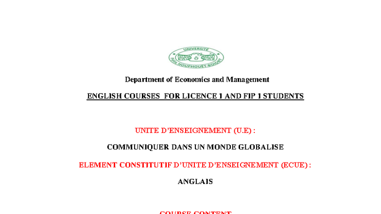 ENGLISH 1: UNIT ONE - INTRODUCTIONS AND GREETINGS - Studocu