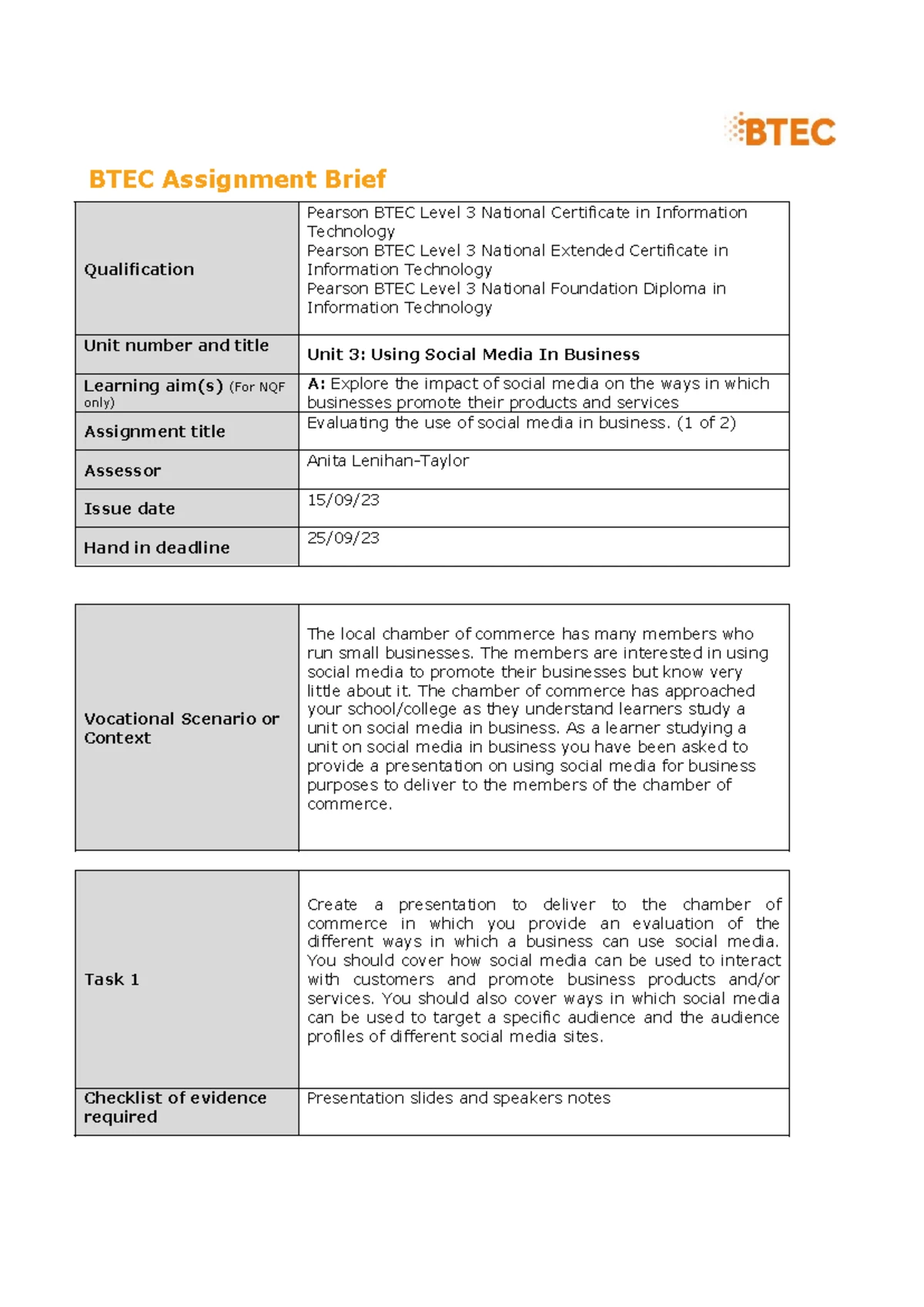 Unit 4 Programming Specification - Pearson BTEC Level 3 National Foundation Diploma in ...