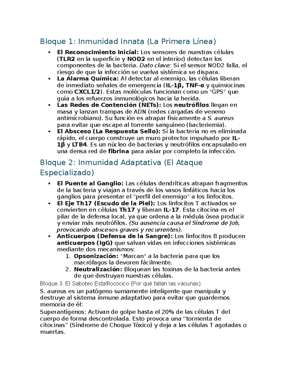 Inmunología: Bloques de Inmunidad Innata y Adaptativa - Studocu