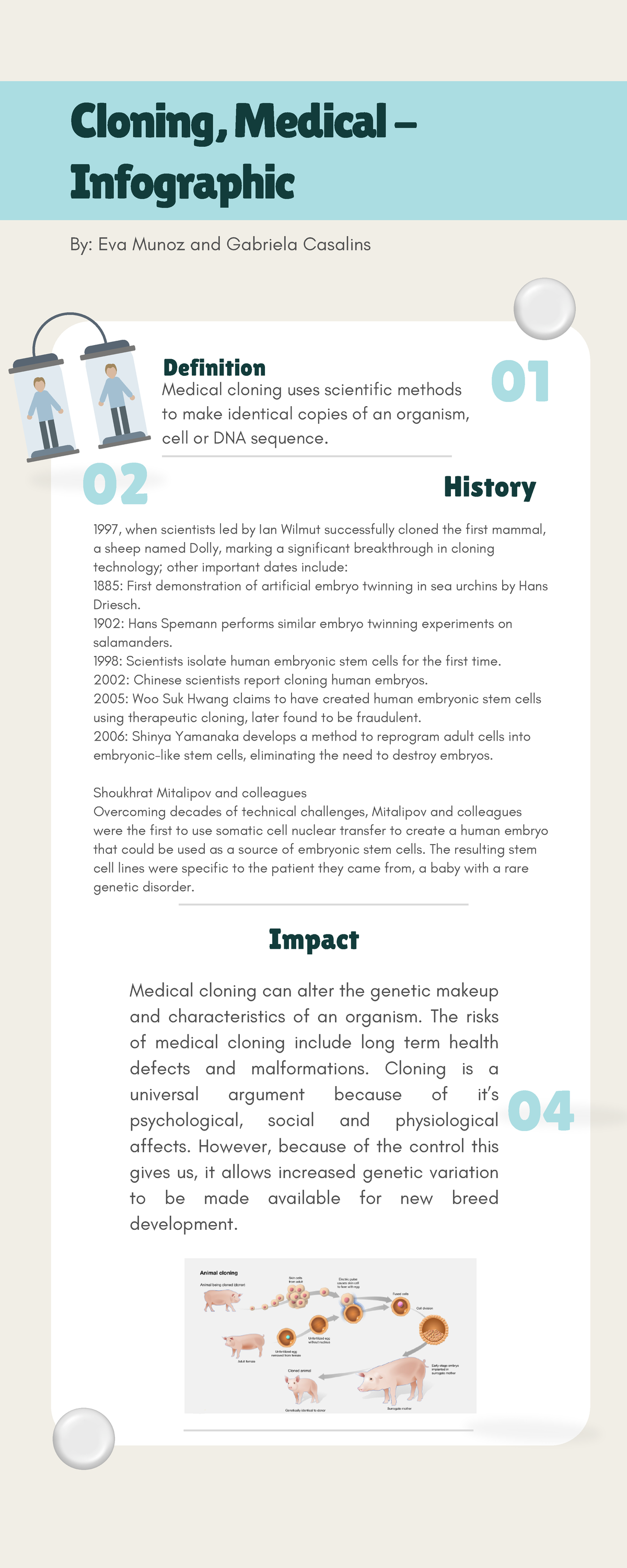 Medical Cloning - blah - 1997, when scientists led by Ian Wilmut ...