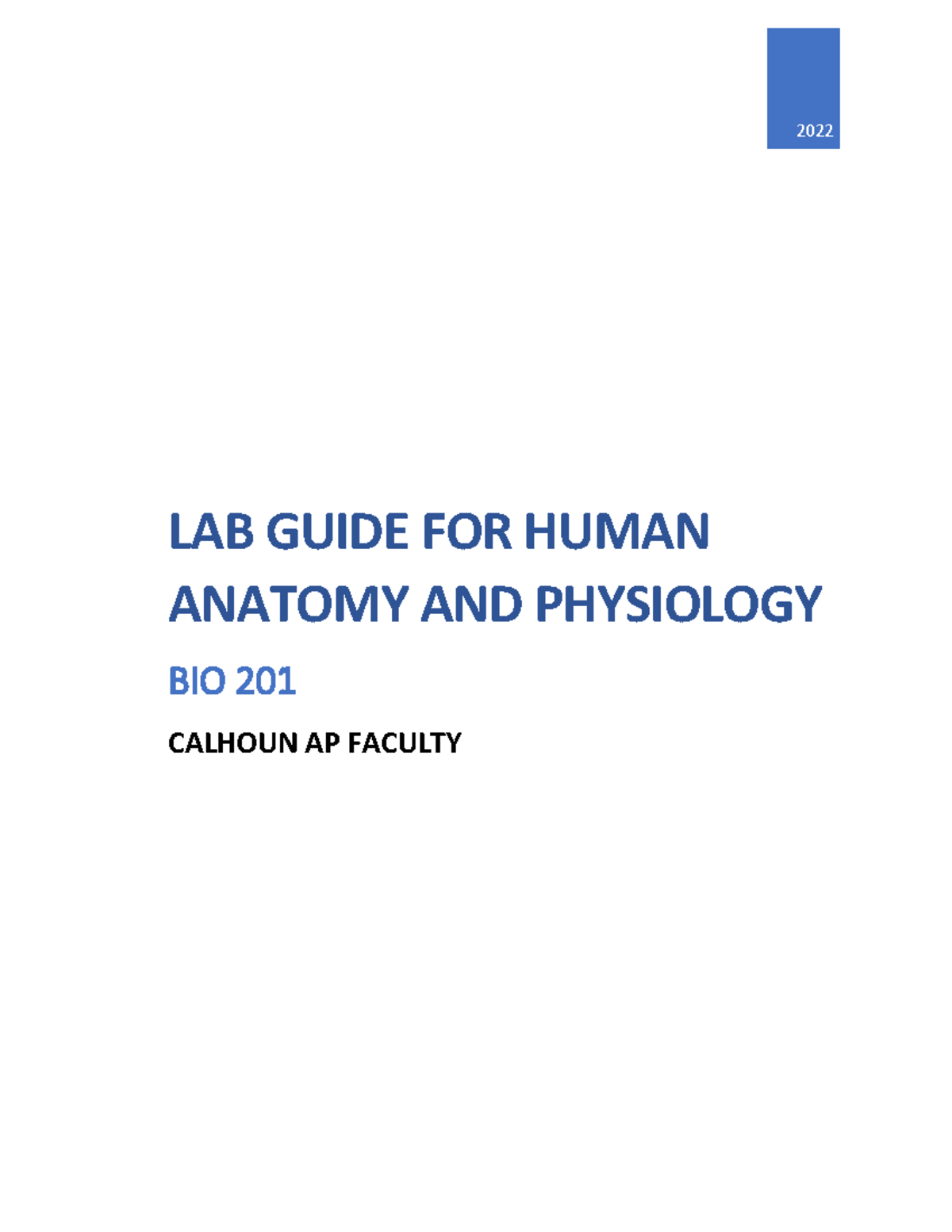 Lab Guide for Human Anatomy & Physiology - BIO 201 - Studocu