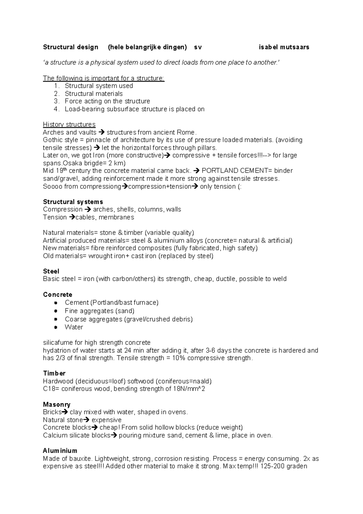 Samenvatting Structuurontwerp & Materialen (Part 1) - SV Isabel ...