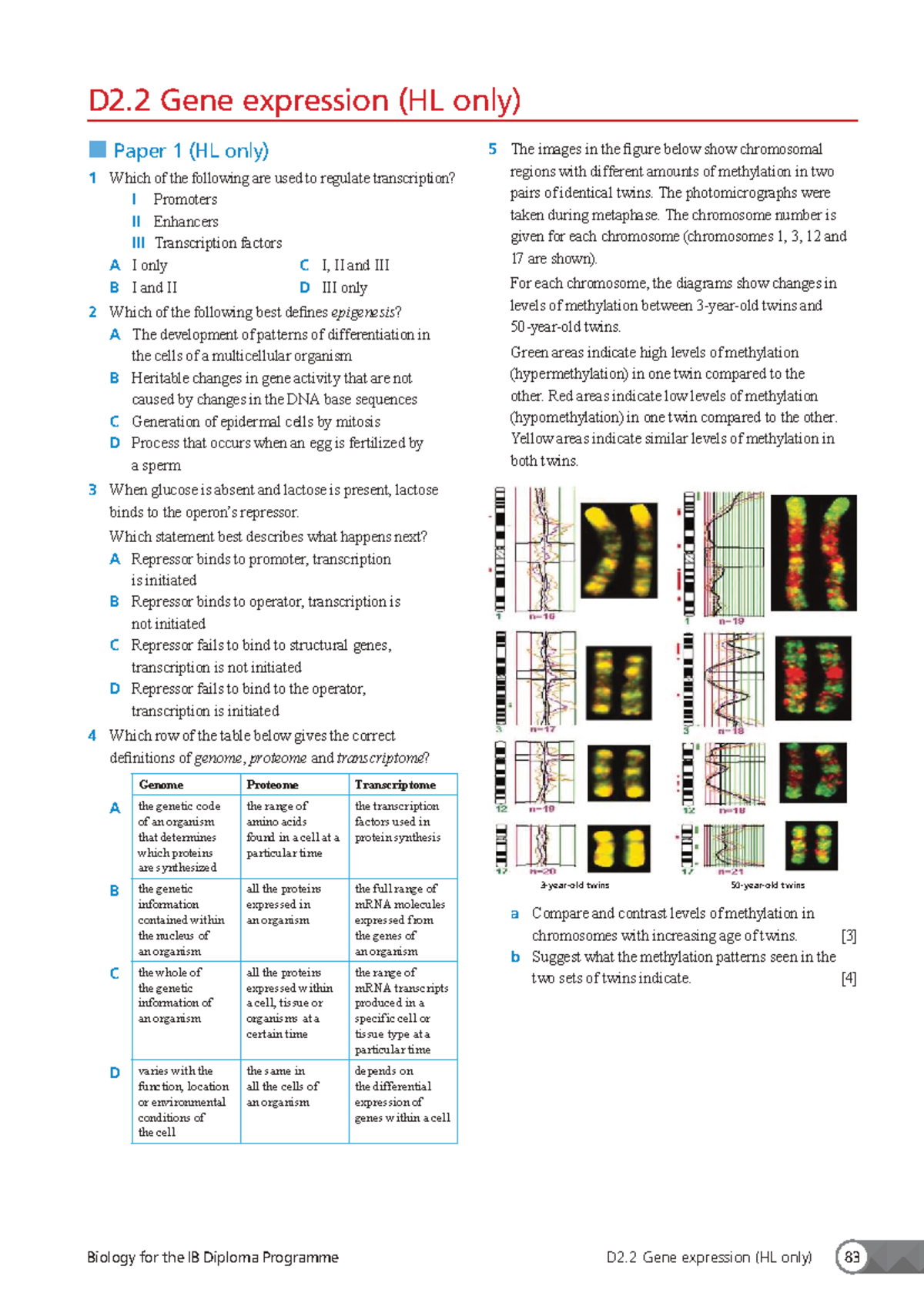 D2.2 Gene Expression (HL Only) Quiz Questions and Answers - Studocu