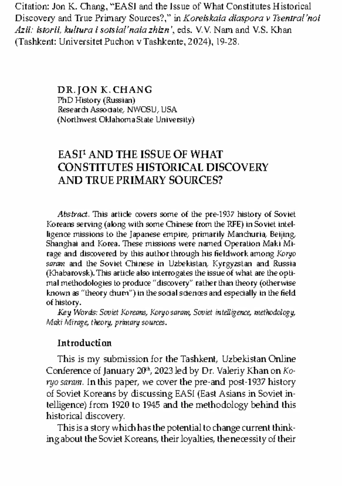 JC Essay: Historical Discovery of Soviet Koreans in Intelligence ...