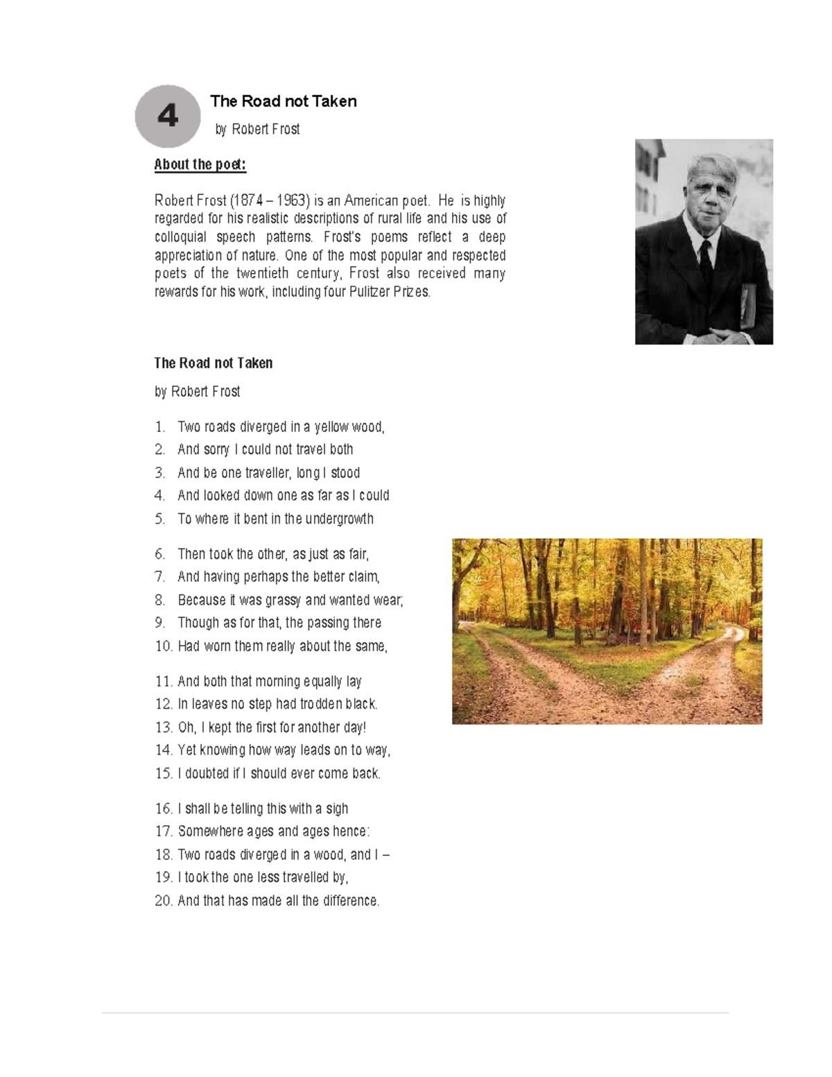 A young man's analysis of "The Road Not Taken" - English Lit Essentials ...