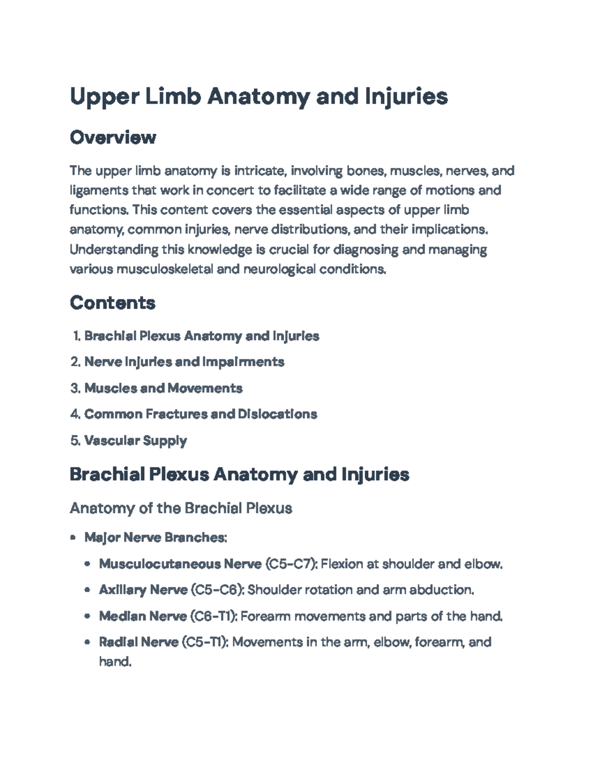 Upper Limb Anatomy and Injuries: Overview and Key Concepts - Upper Limb ...