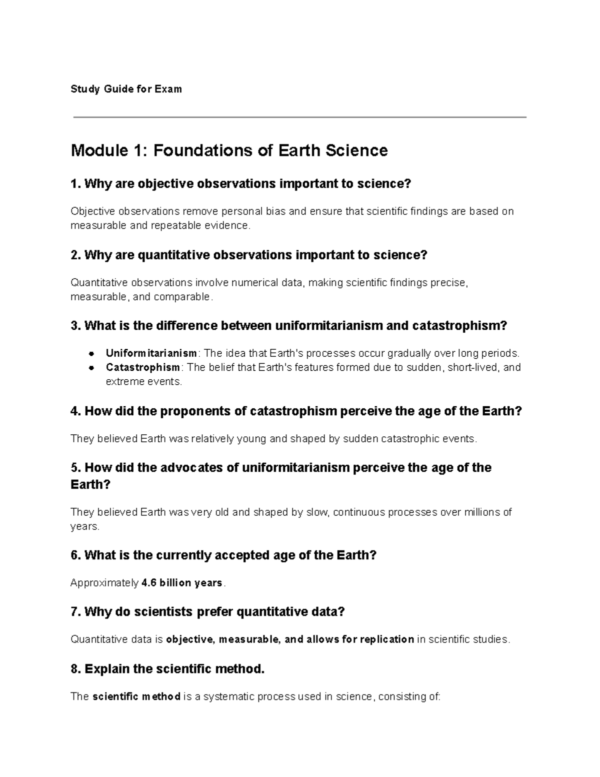 Geology Study Guide: Exam Preparation for Earth Science Concepts ...