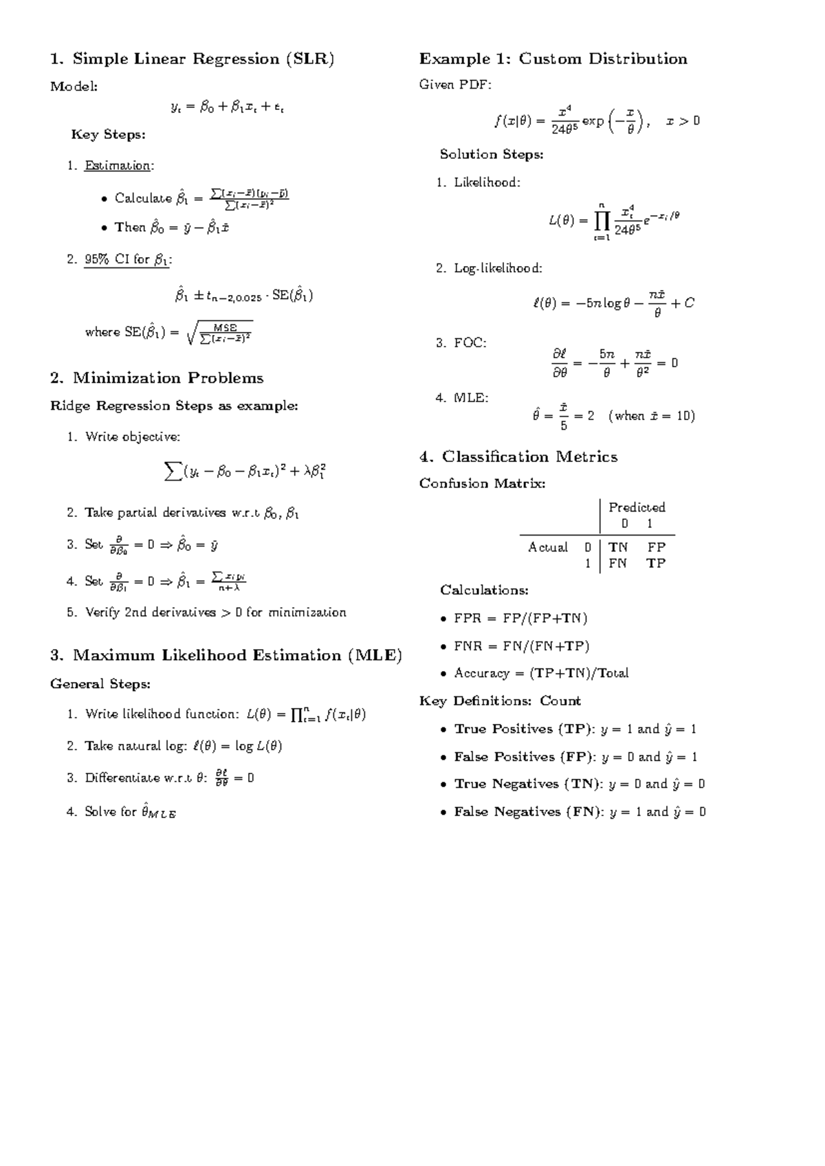 2820 SLR Example 1: Custom Distribution Model & Key Steps Summary - Studocu