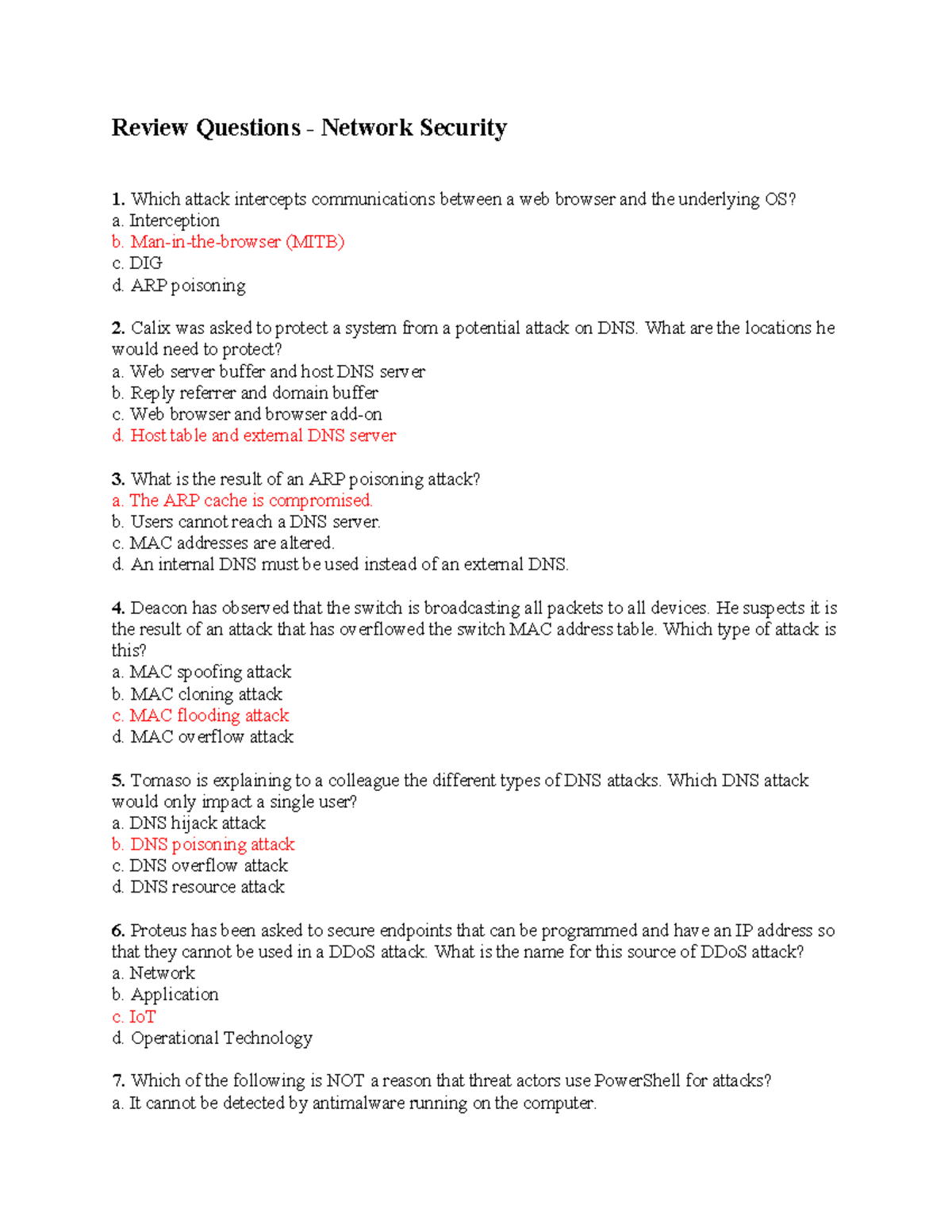 Review Questions - Chapter 5 on Network Security Concepts - Studocu