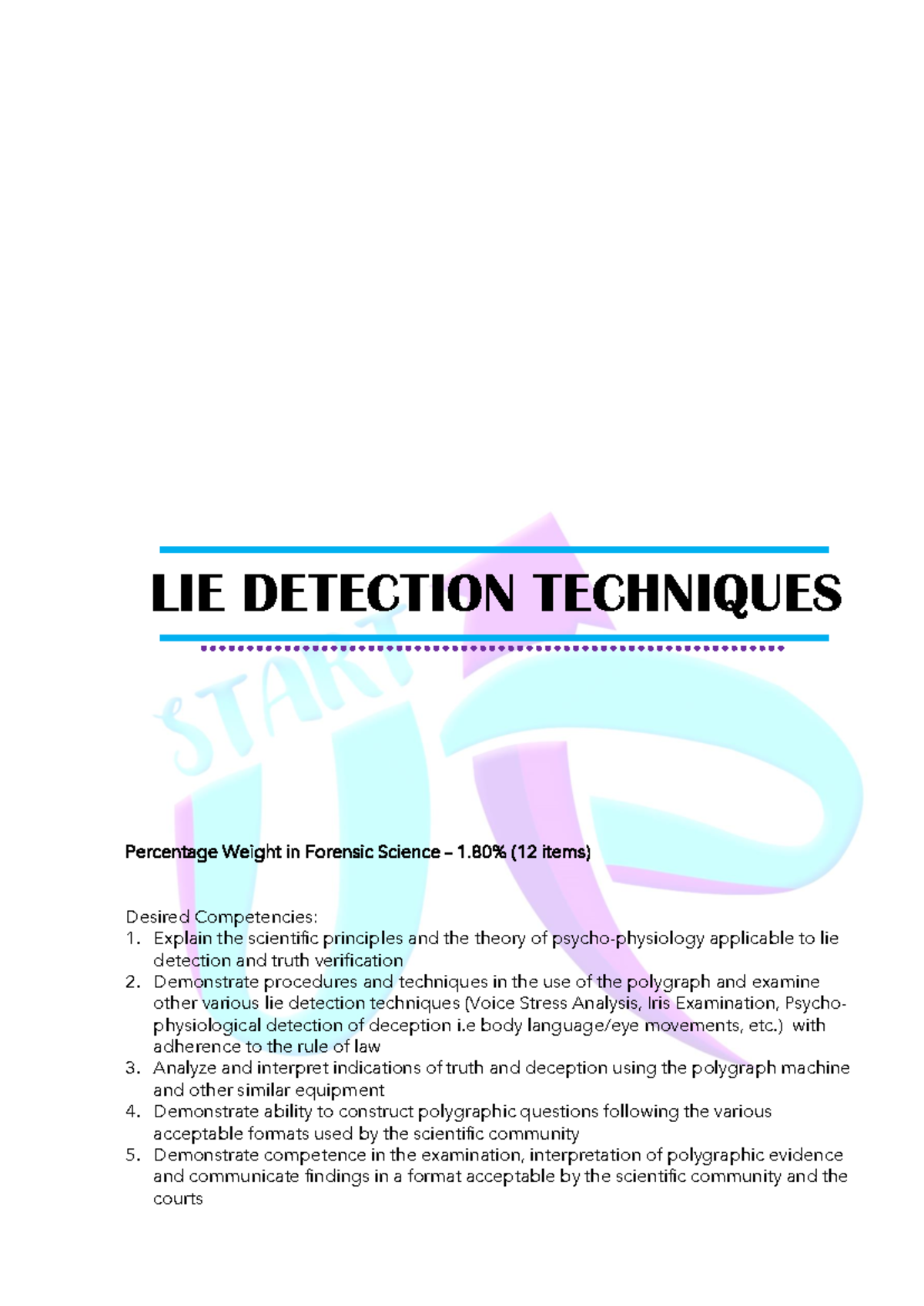 Forensic Science: Techniques and Principles of Lie Detection (LIE 101 ...
