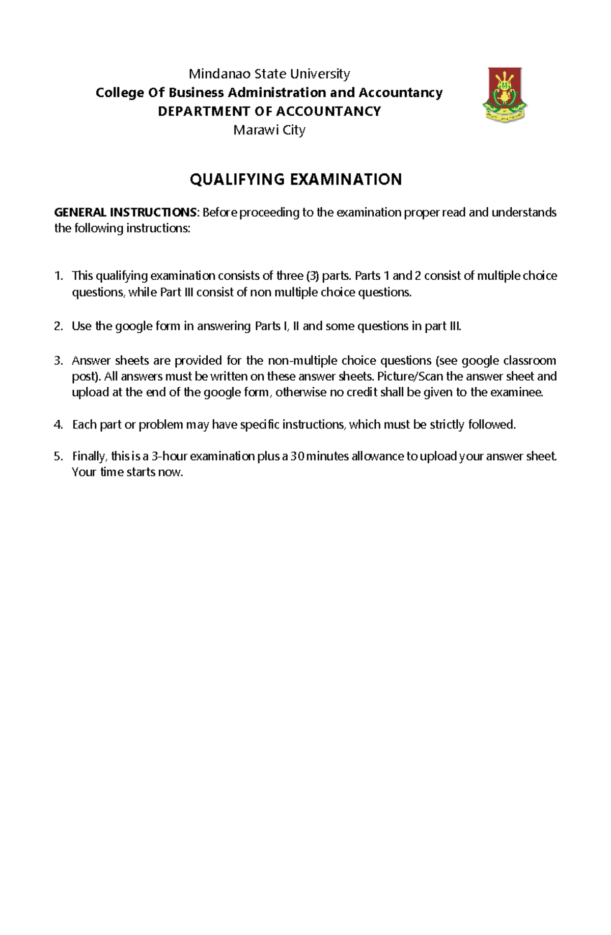 ACCT 101: Basic Accounting Qualifying Exam Practice Test - Studocu