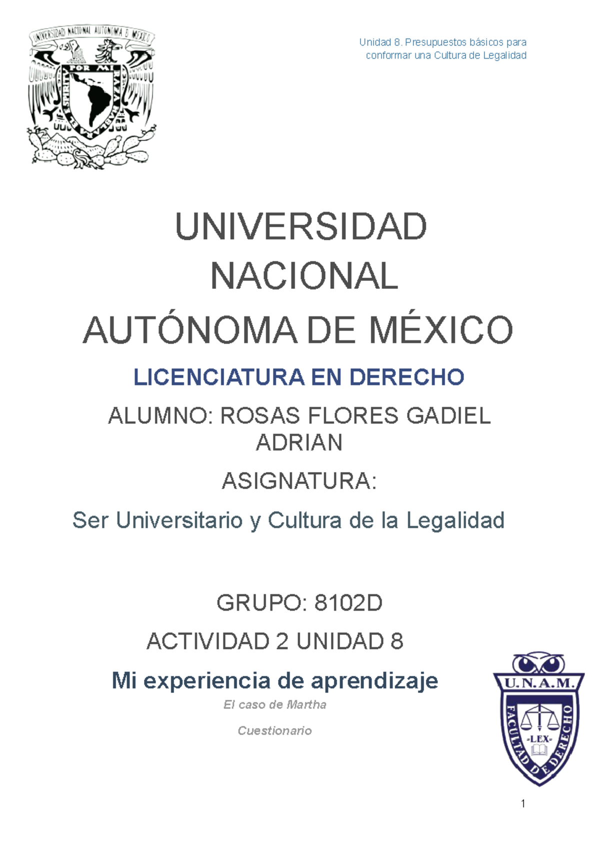 A2U8 Sucl: Aprendizaje sobre la Cultura de Legalidad y Derechos Humanos ...