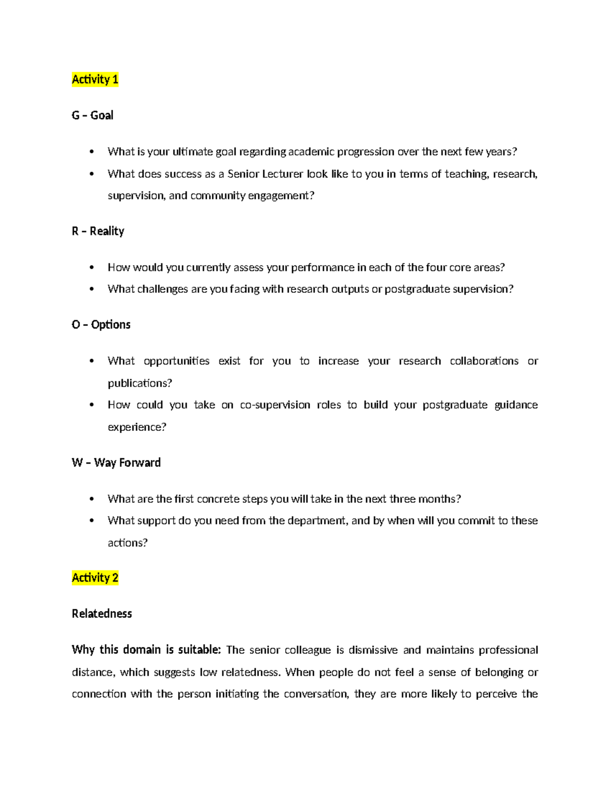 Unit 5 & 6 Class Activity Memo: Academic Progression & Collaboration ...
