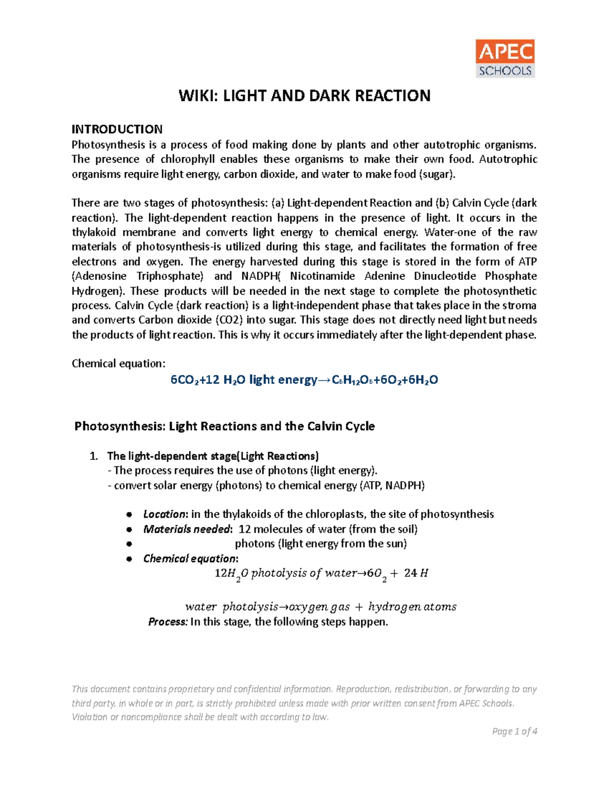 Photosynthesis: Light & Dark Reactions Overview (BIO 101) - Studocu