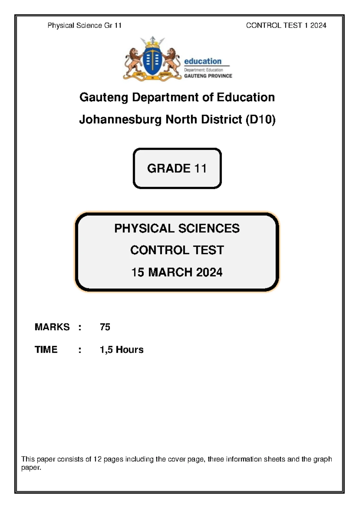 2025 Physical Sciences GR 11 Exam Guidelines and Content Overview - Studocu