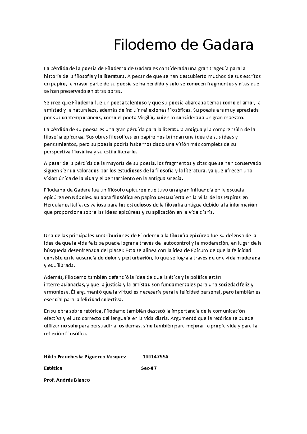 Filodemo de Gadara: Resumen de su Influencia en la Filosofía y el Arte ...