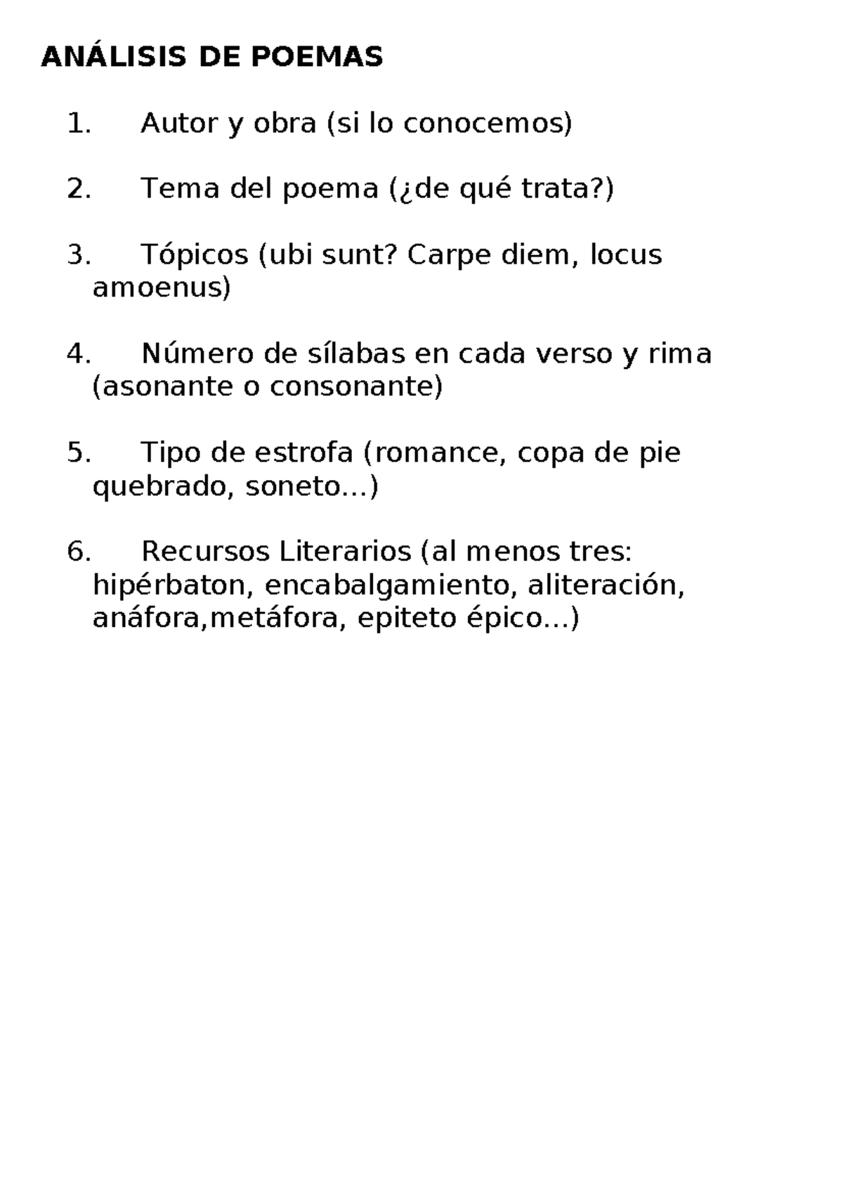 Análisis DE Poemas - Lengua Castellana y Literatura - ANÁLISIS DE ...