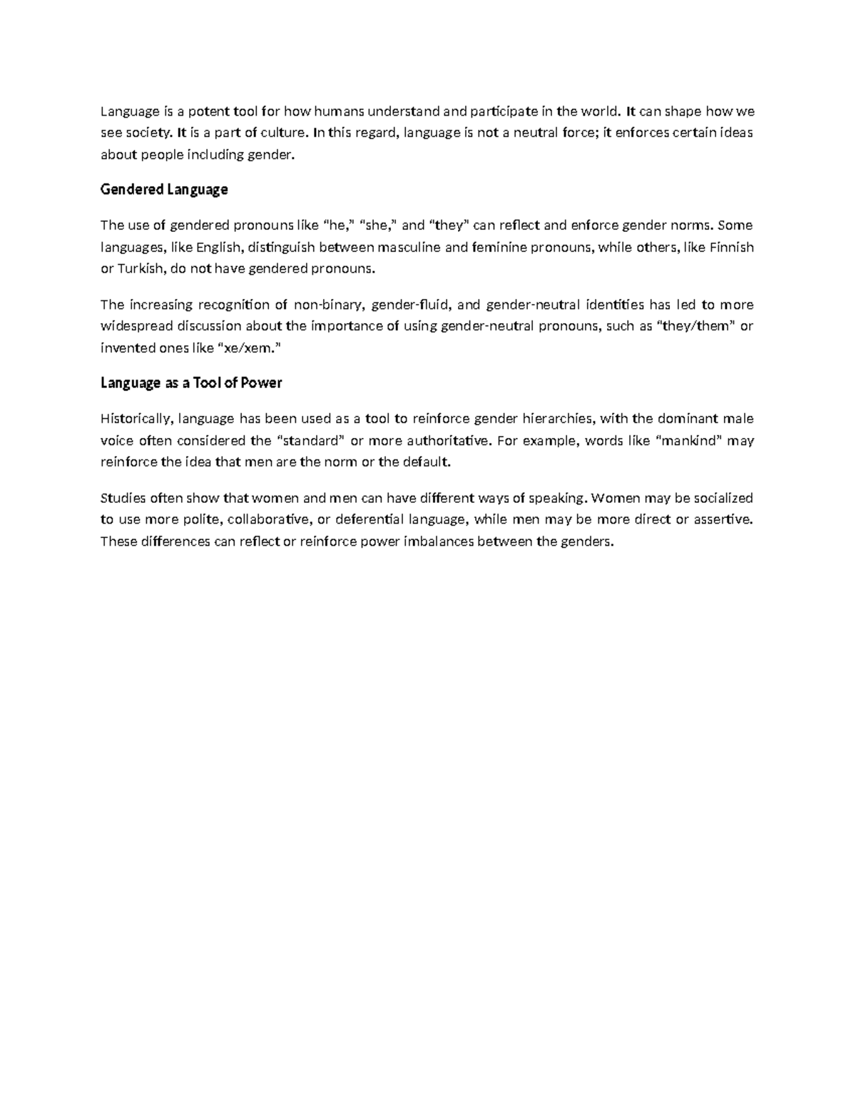 Gendered Language and Its Cultural Implications: A PPT Overview - Studocu