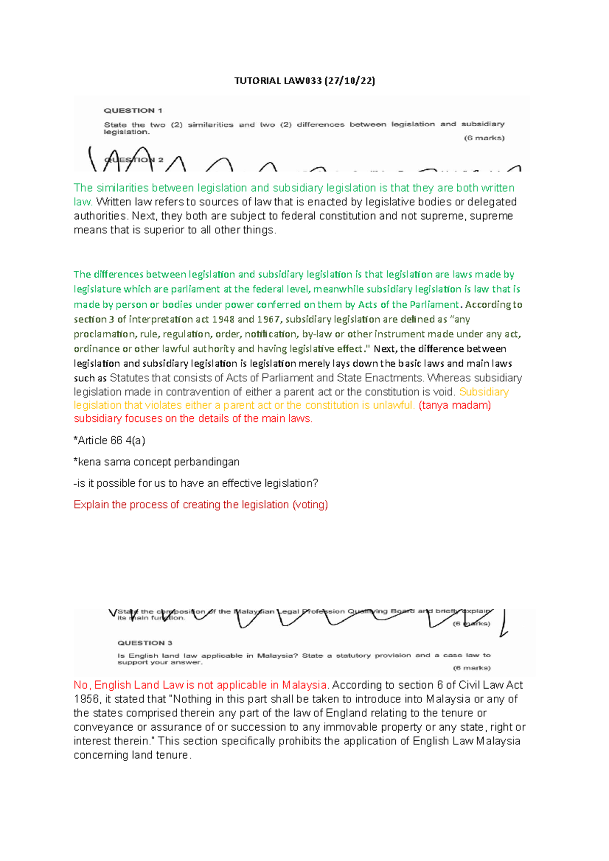 Tutorial LAW033 - jangan percaya - TUTORIAL LAW033 (27/10/22) The ...