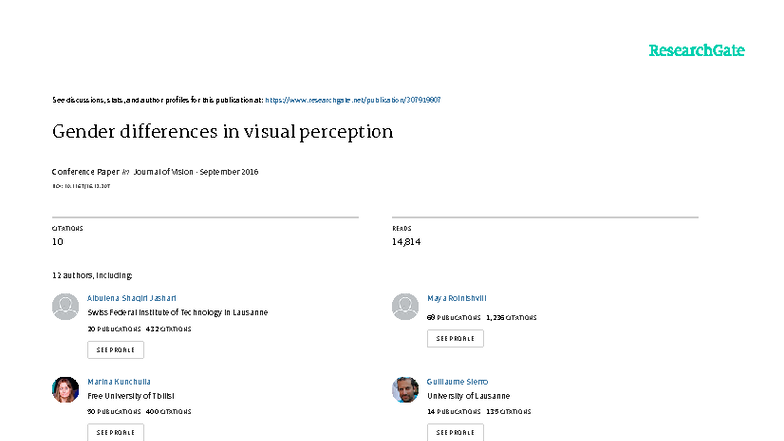 Gender Differences in Visual Perception: Insights from 800 ...