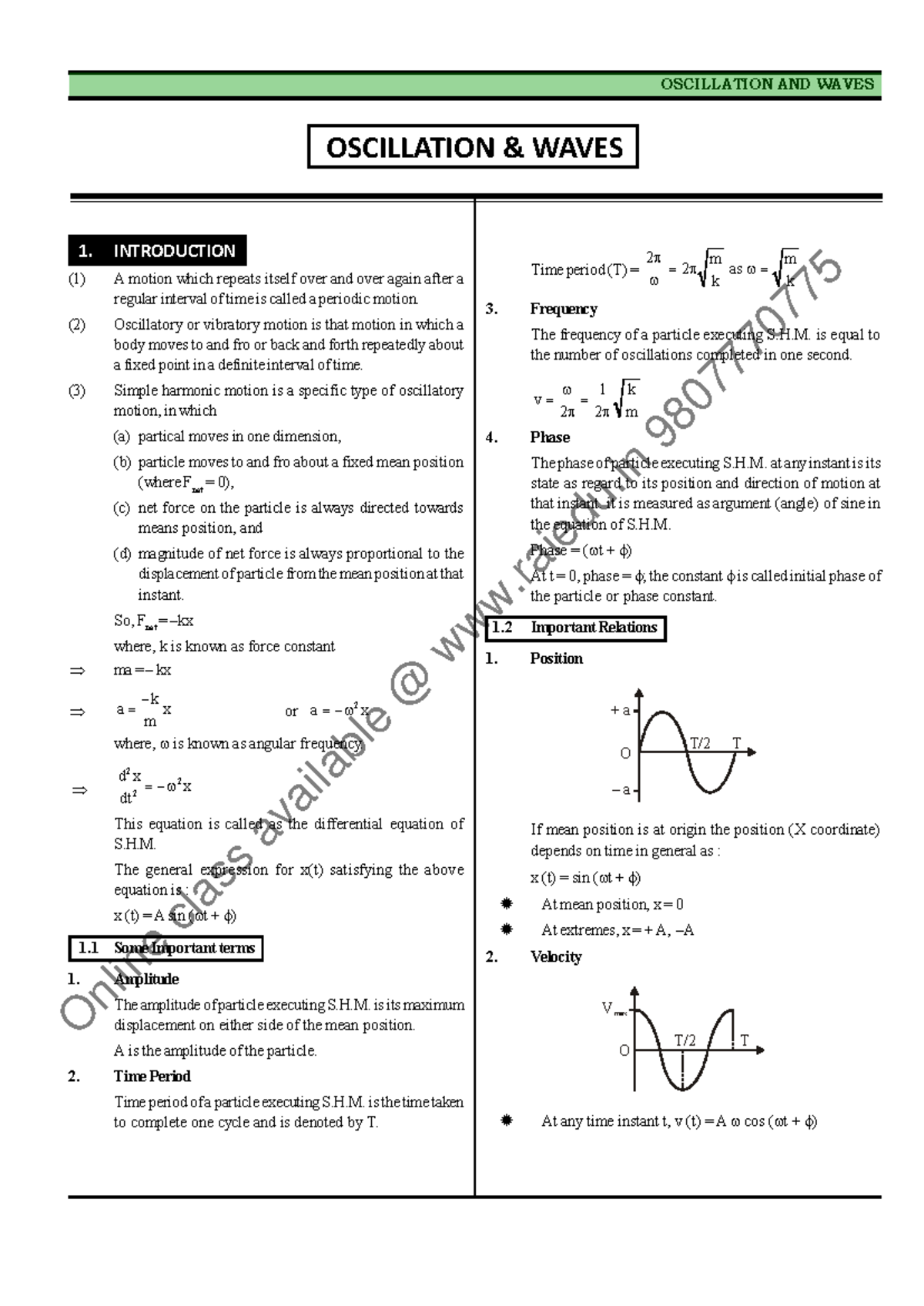 Title: OSCILLATION AND WAVES: Chapter 14 Overview (Physics) - Studocu
