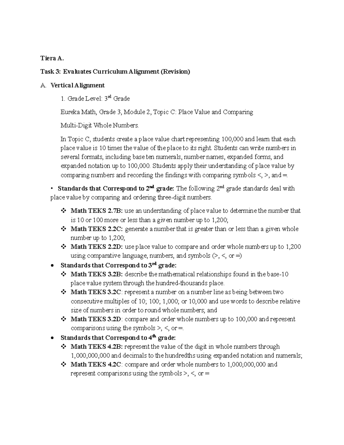 D630 Task 3: Evaluating Vertical Alignment in Eureka Math Curriculum ...