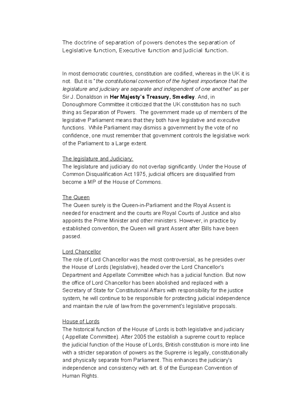5. Separation of Powers: Legislative, Executive, and Judicial Functions ...