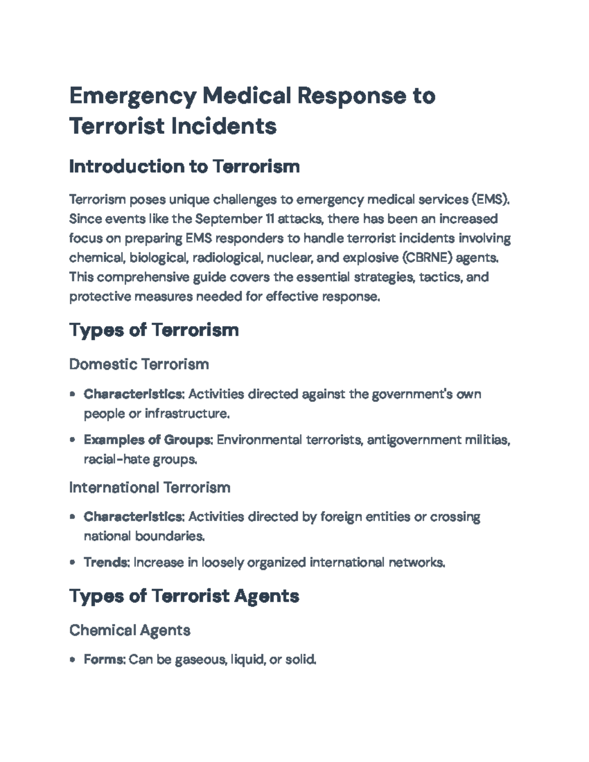 Emergency Medical Services Response Guide for Terrorist Incidents ...