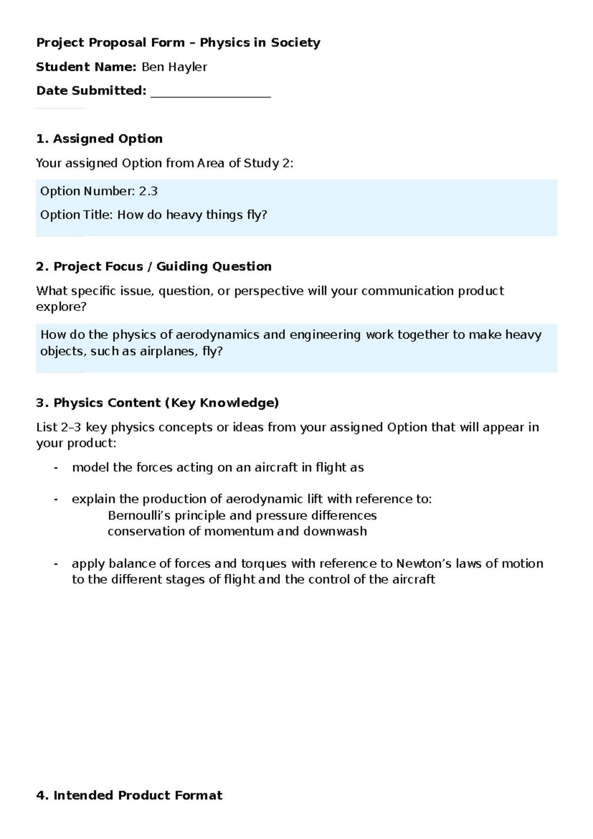 Project Proposal – Physics in Society (PHYS 101): Aircraft Aerodynamics ...