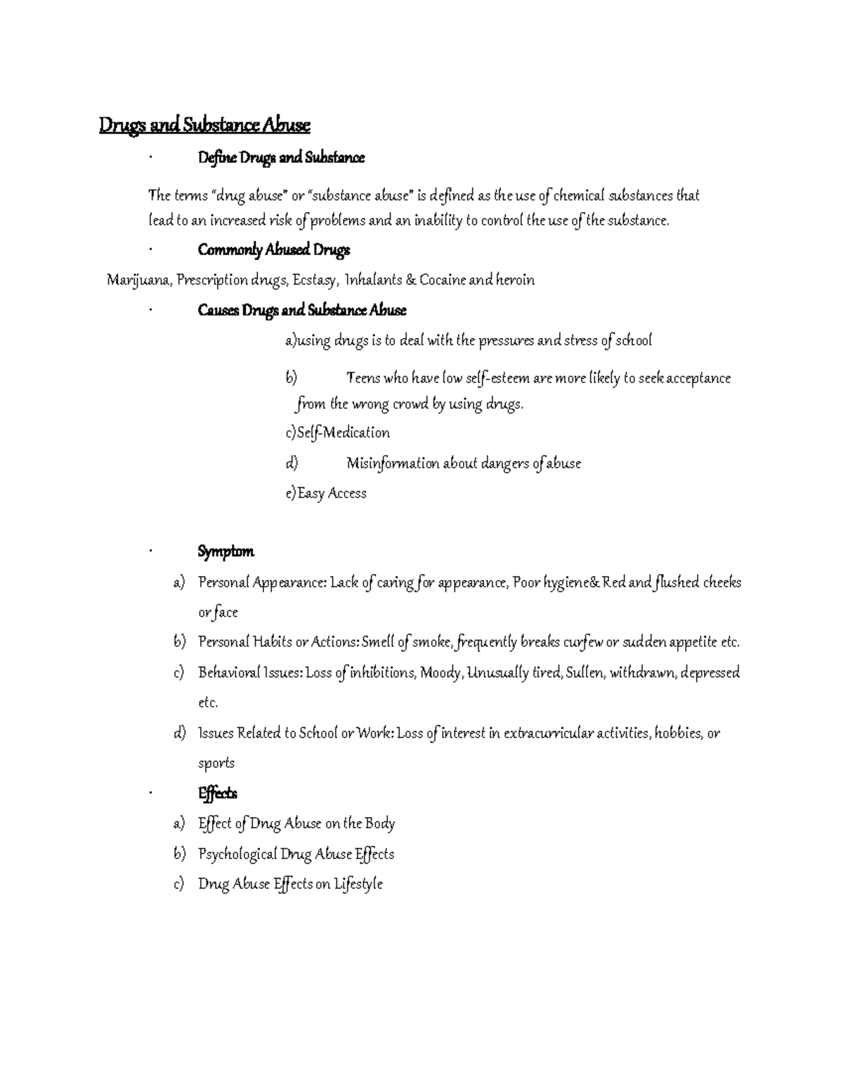 Drug & Substance Abuse - Comprehensive Notes on Causes, Effects ...