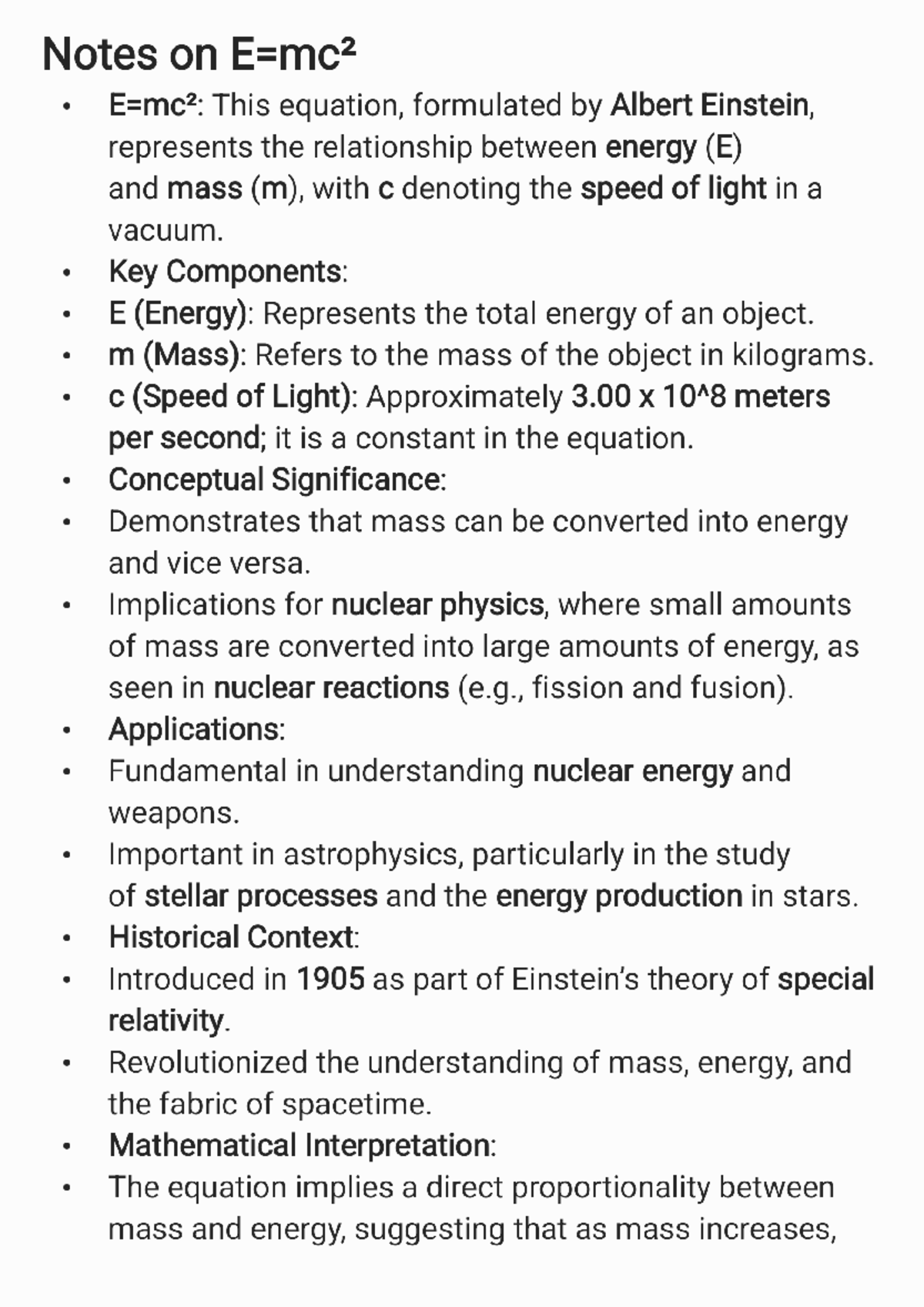 E=mc²: Understanding Einstein's Mass-Energy Equation - Studocu