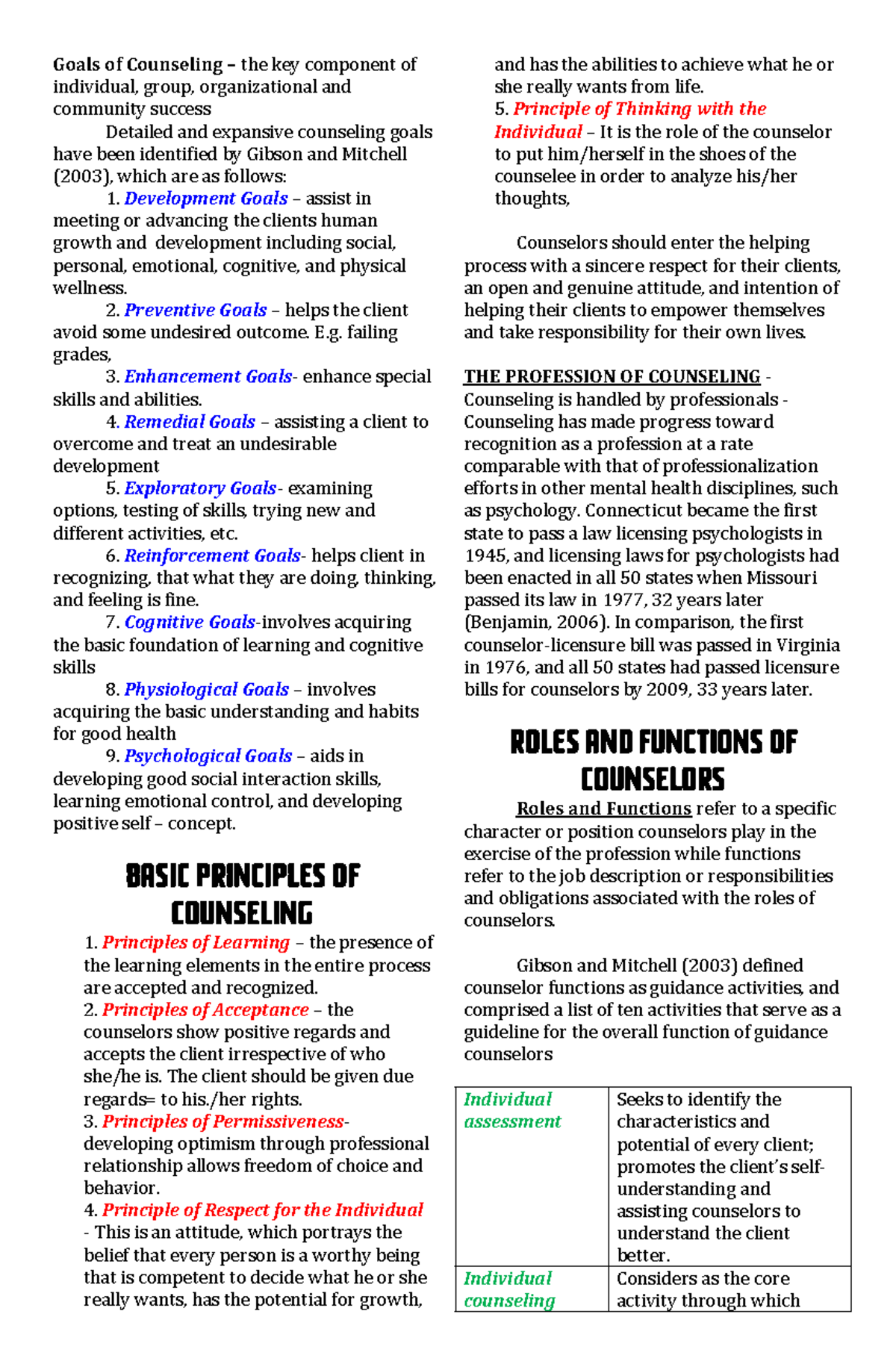 Lecture on Counseling Goals and Principles: Key Components for Success ...