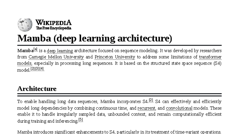 Mamba: A Novel Deep Learning Architecture for Sequence Modeling - Studocu