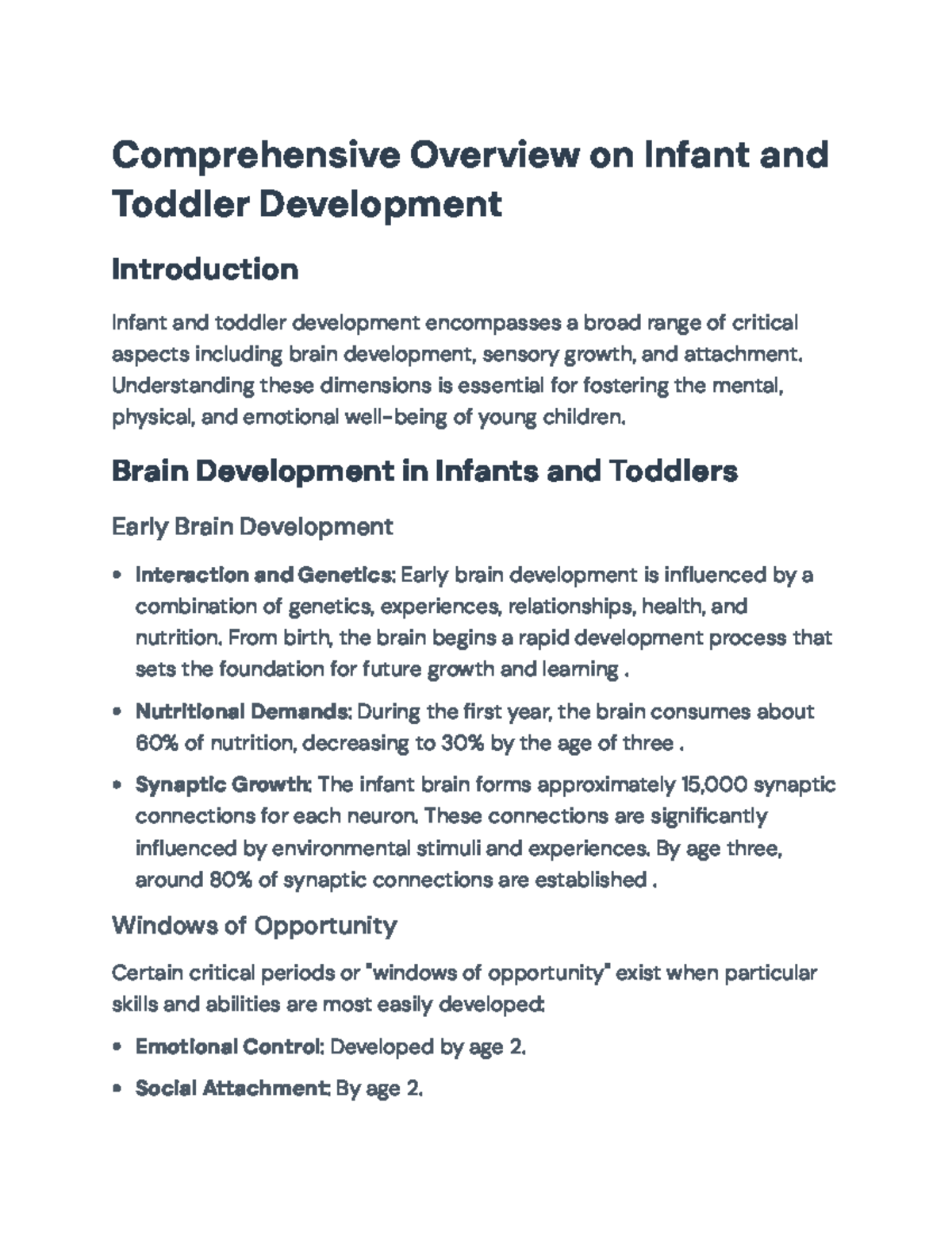 Comprehensive Guide to Infant & Toddler Development (EDU 101) - Studocu