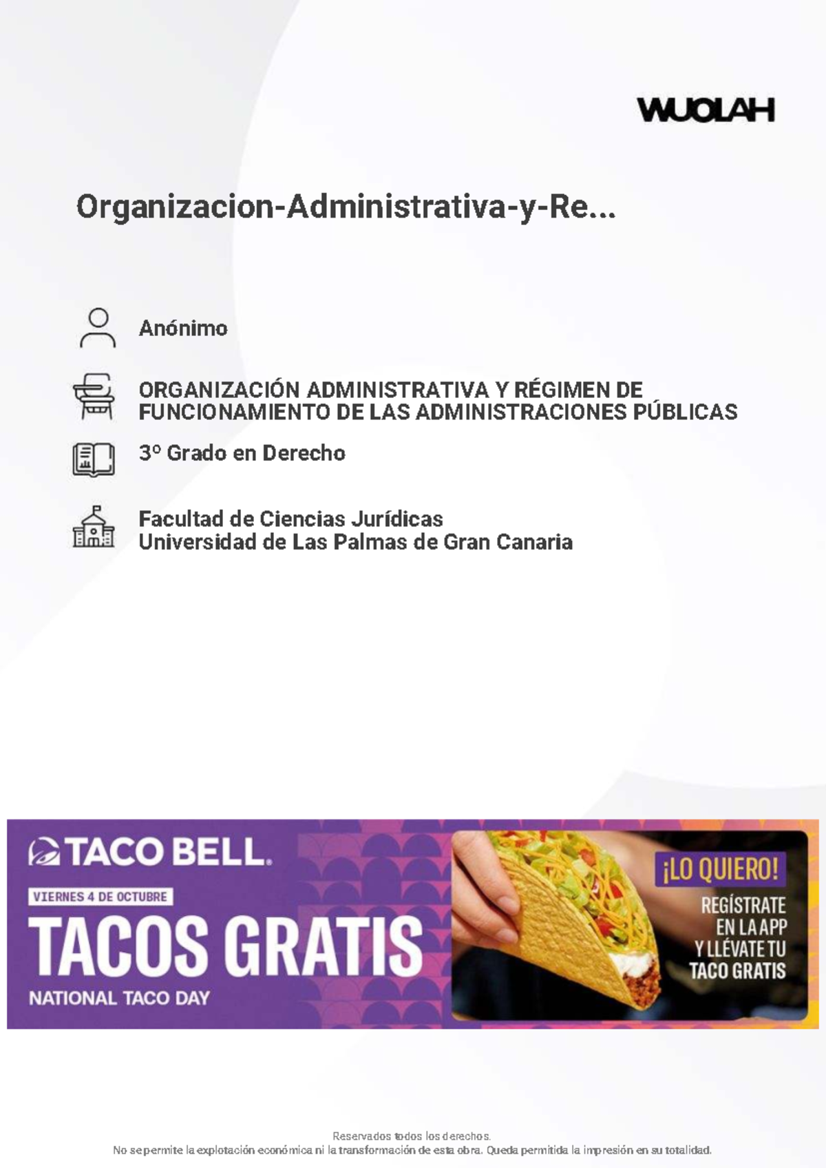 Organización Administrativa y Régimen de Funcionamiento - 3º Grado en ...