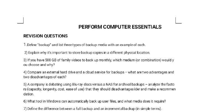 Perform Computer Essentials Revision Questions Phoenix - PERFORM ...