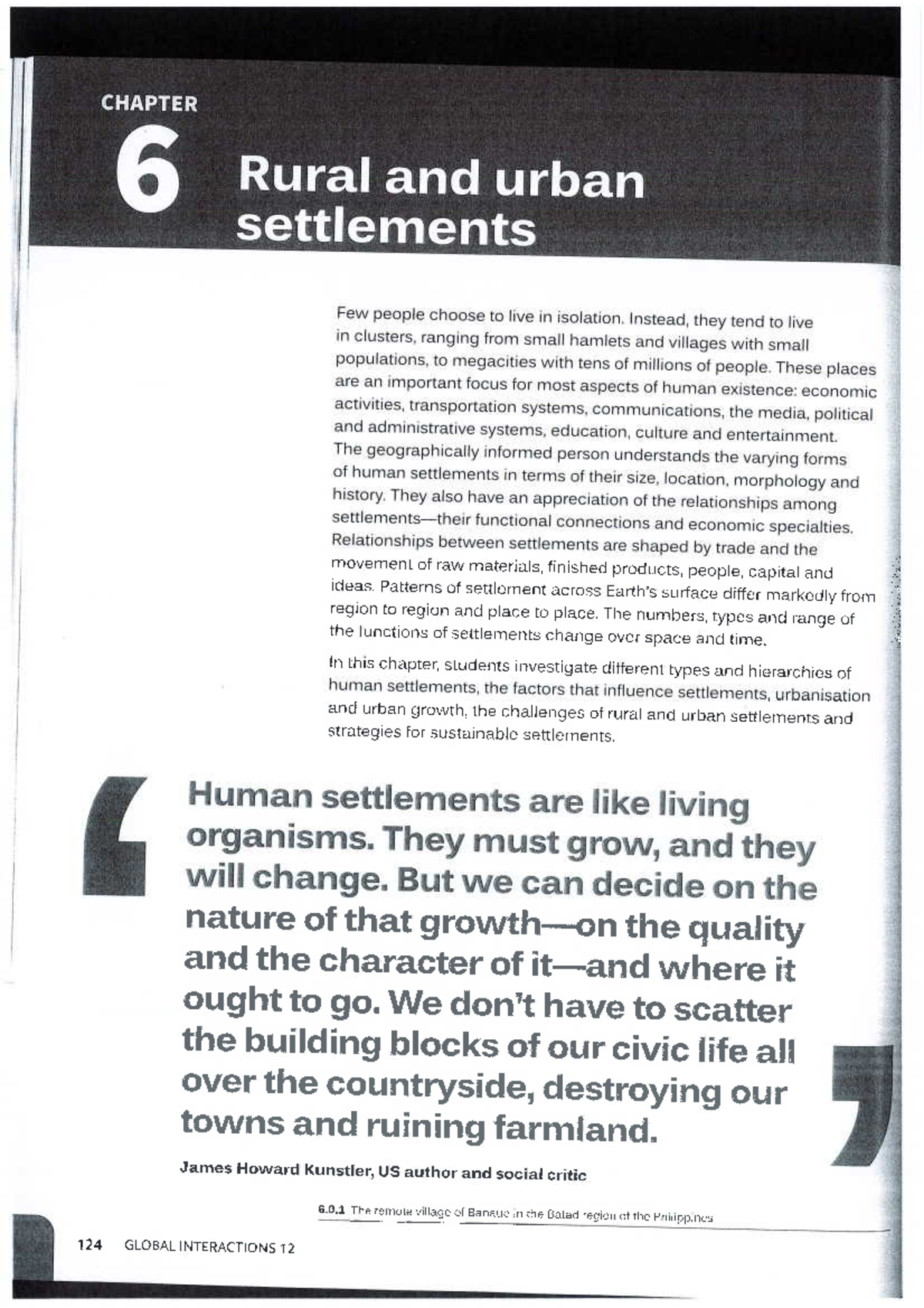 Geo textbook pages - CHAPTER 6 Rural and urban settlements Few people ...