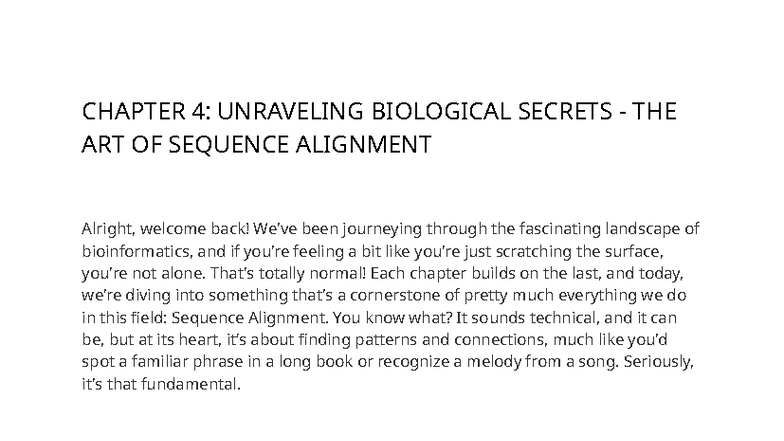 CHAPTER 4: SEQUENCE ALIGNMENT IN BIOINFORMATICS (BIO101) - Studocu